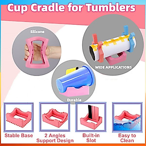 Perfect Pumbler Clamp Machine,Tumbler Clamp for Sublimation,Cup Cradle for Crafting Tumblers,Sublimation Cup Holder Clamp for 20oz 15oz Cups,Mug Clamps for Sublimation,Tumbler Wrapper (Pink&Blue)