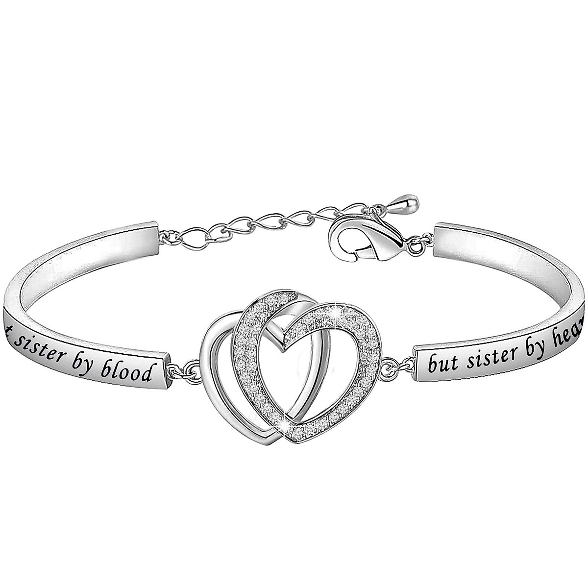 Gzrlyf Not Sister by Blood but Sister by Heart Bracelet Best Friends Gifts for Sister in Law Soul Sister Gifts Unbiological Sister Gifts (White Gold)