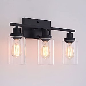 GZBEINI 3 Lights Bathroom Vanity Light Fixture Black Vanity Light Fixtures for Bathroom Above Mirror Modern Wall Sconce Light Fixture,3 Vanity Lights for Bathroom Over Mirror