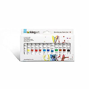 KINGART Studio Acrylic Paint, 12 ml (.4oz), Set of 12 Colors