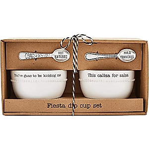 Mud Pie Salsa and Guacamole Serving Set of 2 with Spoons, White