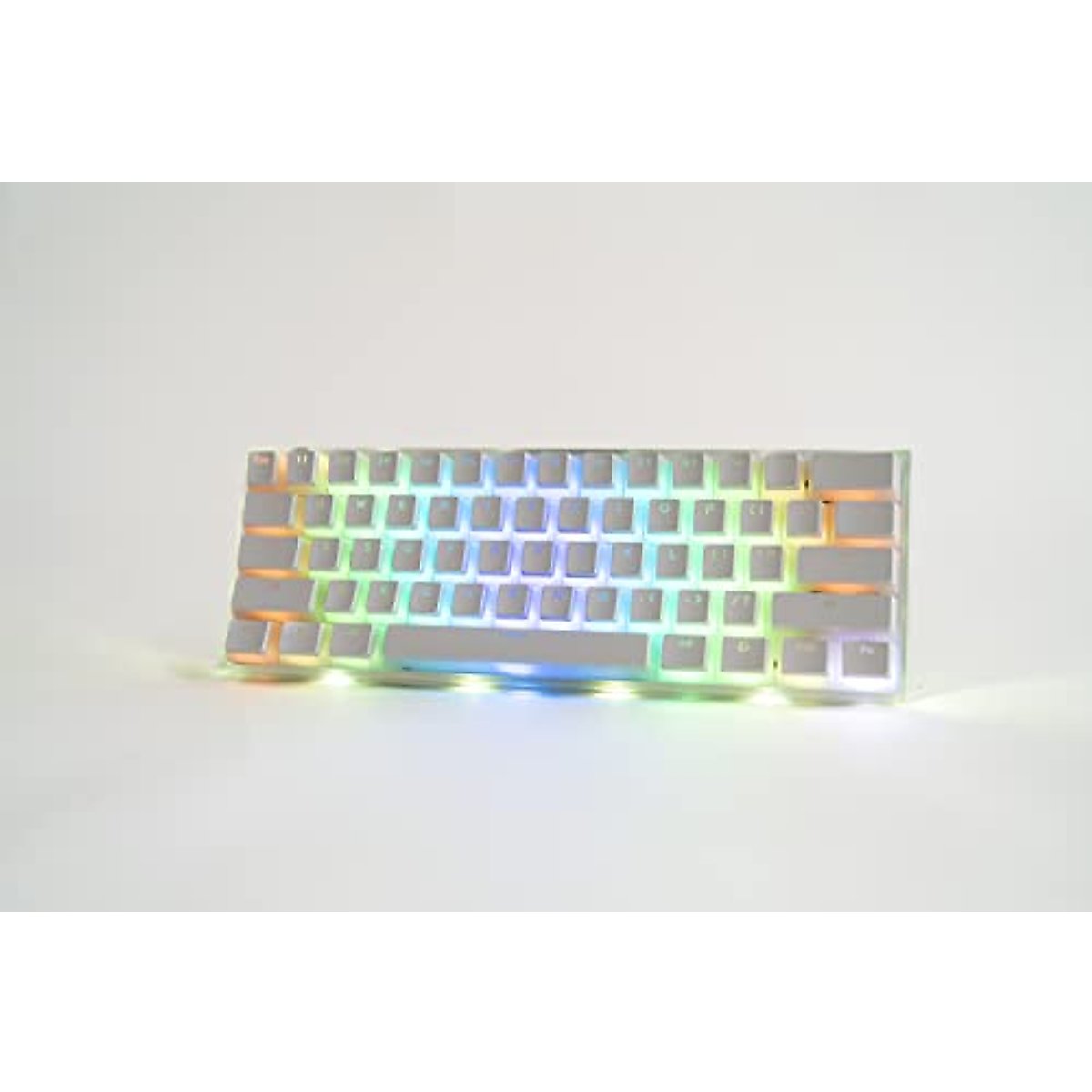 Smart Duck XS-61K 60% TKL Wired Pudding Keycaps Mechanical Gaming Keyboard,RGB LED Backlit N-Key Rollover,Hot Swappable, Red Switch （Transparent White）