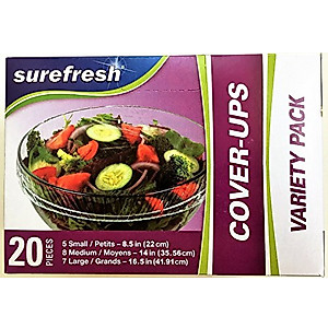 SureFresh Cover-Ups Food Covers, Elastic Stretch-to-Cover Variety Packs, Box of 20 (Pack of 8)