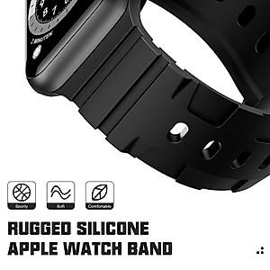 Recoppa Compatible with Apple Watch Band 49mm 45mm 44mm 42mm Band for Men Women, Soft Silicone Replacement Bands for iWatch Ultra 2 Series 9/8/7/6/5/4/SE, Black 42mm/44mm/45mm/49mm