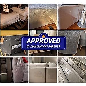 Anti Scratch Furniture Protectors from Cats - 10 Pack Cat Scratch Deterrent Tape Self Adhesive, Clear Plastic Cat Couch Protector for Sofa, Door (6 pcs 17" L 12" W + 4 pcs 17" L 6" W + 50 Pins)…