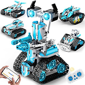 anysun STEM Robot Toys for Kids, 5 in 1 Building Toys, APP & Remote Control Robot with 700+ Building Blocks, Programmable Robot Building Kit for Boys Girls