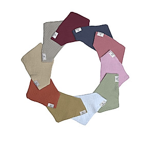 Jane and Kate - Baby Bibs 100% Cotton Newborn Toddler Drool Cloth Bibs For Unisex, Boy, Girl 0-18 Months | Muslin Bandana With Snaps Teething Bibs | Multi Pack Set Of 10 Plain Solid Colors