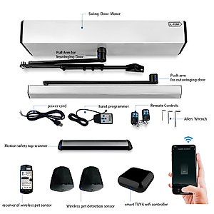 Olideauto Automatic Door Closers Triggered by Dog with WiFi Controller+Wireless Pet Detection Sensors,Phone App Control Remotely Automatic Dog Door Opener