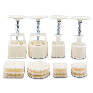 Cool Cook 4 Sets 12 Pcs Mode Mooncake Fodant Gift DIY Moon Cake Mold