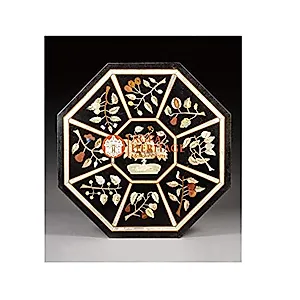 Marble Octagon 37" Dining Center Inlay Table Top Handicraft Marquetry Inlay Home Decor