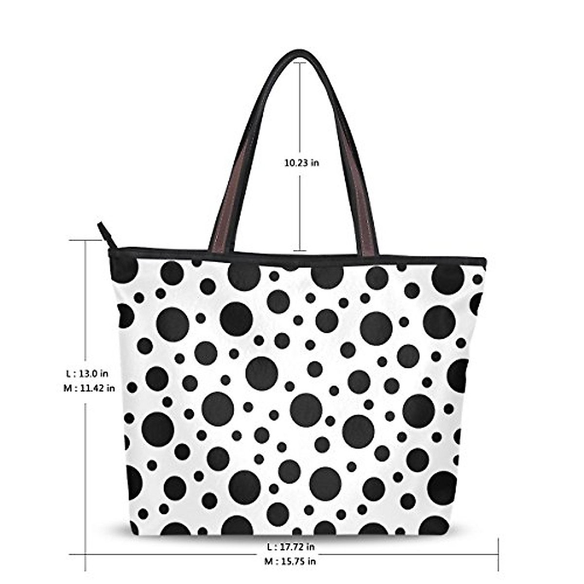 My Daily Women Tote Shoulder Bag Funny Black And White Polka Dot Handbag Medium