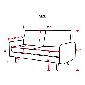 WANSE 56 inch Velvet Loveseat Sofa,Ginger Velvet Couch for Living Room, Couch with Solid Wood Frame, Easy Assembly, Couches for Living Room, Guest Room, Teenager's Room, and Small Apartment