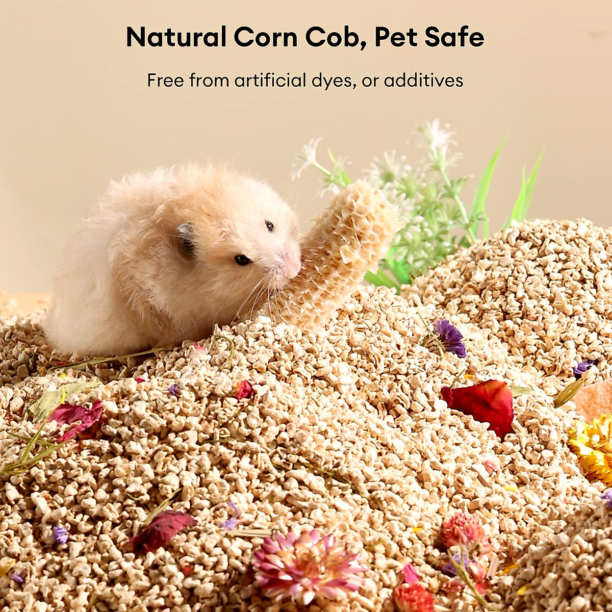 BUCATSTATE Hamster Corn Cob Bedding & Litter 1KG/2.2LB Natural Odor Control for Dwarf Hamster Pet Birds and Small Animals
