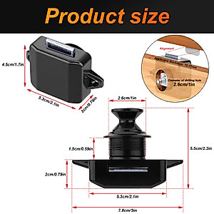CXQamitao 5 Pack Push Button Latch Cabinet Door Catch Keyless Cupboard Locks for RV Motorhome Camper Caravan Home Yachts,Zinc Alloy&Black