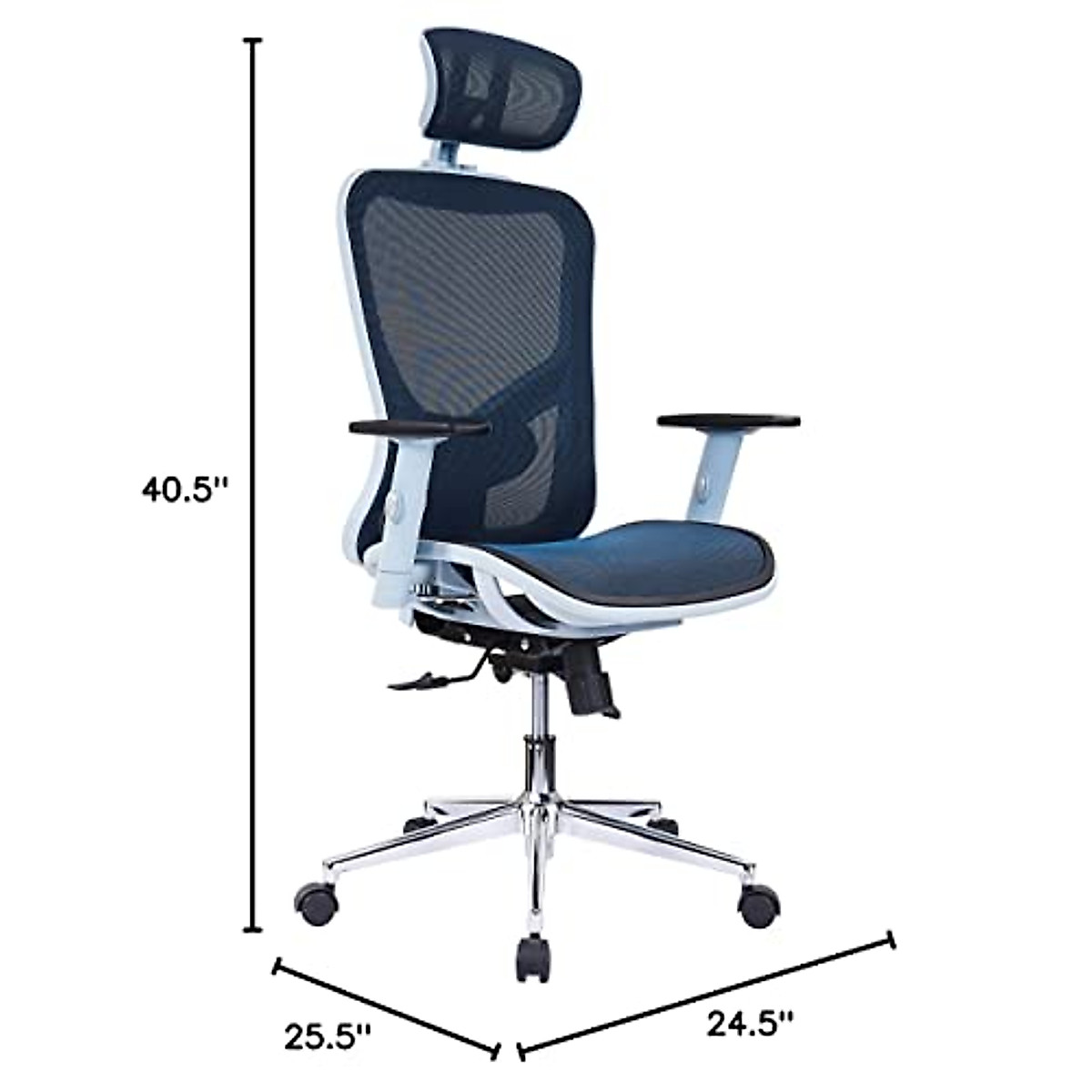 Techni Mobili Mesh Office Chair - High Back Computer Desk Chair with Adjustable Arms, Headrest, & Lumbar Support - Ergonomic Chair with Seat Cushion, Wheels, & Reclining Tilt Lock