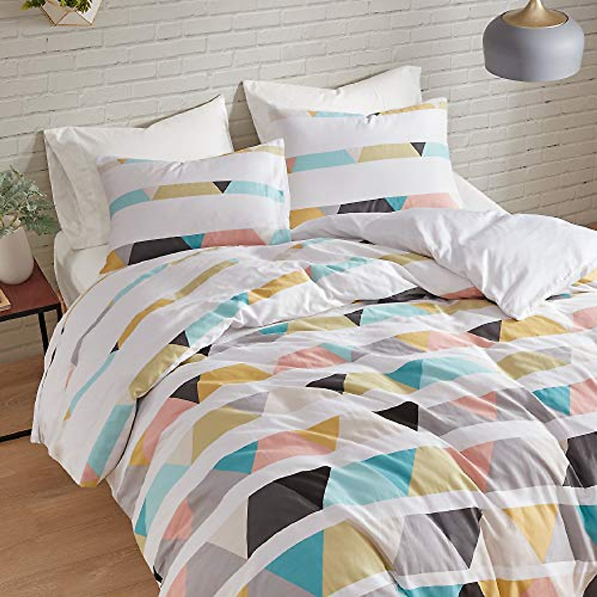 INTELLIGENT DESIGN Reversible 100% Cotton Sateen Duvet - Breathable Comforter Cover, Modern All Season Bedding Set with Sham (Insert Excluded), Storke, Colorful Stripes King/Cal King