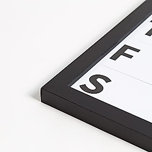 U Brands Framed Magnetic Weekly Calendar Dry Erase Board, Office Supplies, Black Frame, with Marker, Magnet, 11” x 18”