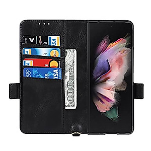 EAXER for Samsung Galaxy Z Fold 3 5G Luxury Leather Wallet Case Cover with S Pen Slot PU Leather Flip Folio Case with Card Slots RFID Blocking Kickstand Phone Cover for Z Fold3 5G (2021) - Black