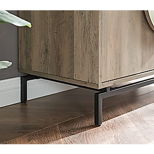 Home Source Grey Wash Console Bar Cabinet with Half Moon Handles