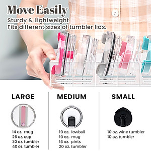 Gracenal Acrylic Tumbler Lid Organizer for Stanley Cup Accessories, Cabinet Pantry Kitchen Organizers and Storage Bins for Stanley 40 oz Tumbler with Handle/Yeti Tumbler Lid/Simple Modern Lids Gifts