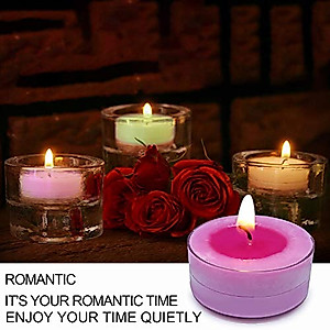 Soyyla Lilac Tealights Candles, 12 Pack Clear Cups Soy Candles Long Lasting Tea Lights for Weddings Birthday Festival Celebration Party Candle Gardens