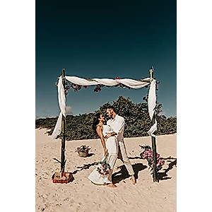 58" Solid Color Chiffon Fabric Rustic Sheer Bridal Wedding Party Decorations Backdrop, White, 5 Yards