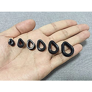 Colorful Teardrop Thin Silicone Flexible Double Flared Ear Tunnels and Plugs Boho Style Hollow Ear Piercing Gauge Expander Stretching Tunnels Comfortable Soft Sleeper Ear Plugs (00g(10mm), Black)