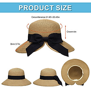 Verabella Womens Straw Beach Hat Lightweight Summer Foldable/Packable Floppy Hats for Women Fashionable,Nature