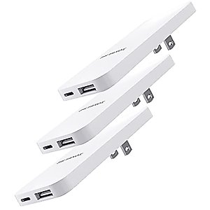 (3 Pack) Flat Type C Wall Charger, Galvanox Ultra Slim Dual Port USB-C/USB-A Multi Port Travel Plug, Low Profile Power Adapter (Fast Charging 20W)