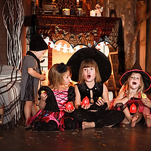 Pangda Halloween Cobweb Fireplace Scarf Mantle Scarf Spider Web Decorations Black Mantle Scarves Cover Lace Runner for Halloween Christmas Party Door Window Decoration, 18 x 96 inch