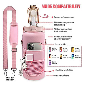 Half Gallon Water Bottle With Sleeve 70oz (2L) Inspirational Water Bottle With Straw and Time Stamp, Drinkable Leak-Proof Tritan BPA-Free Bottle, Large Water Jug for Daily Hydration, Sports Bottles