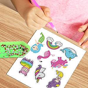 MEIEST 5D Diamond Art Painting Stickers Kits for Kids and Adult Beginners,Fun DIY Unicorn and Ice-Cream Mosaic Stickers by Numbers Kits,Creative Arts and Crafts Set and Handmade Gift