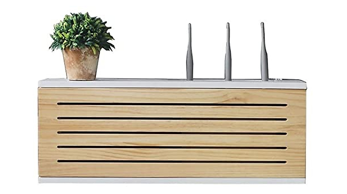 Solid Wood Wall Mounted Router Shelf & Cable Organizer