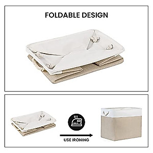 Bidtakay Storage Baskets for Shelves 17x12x15 in Beige Clothes Bins Storage for Closet Set of 2 Large Organization Baskets for Bedroom Blankets Dog Toy Basket Nursery Baby Baskets with Handles