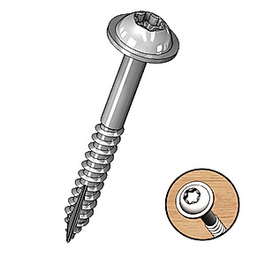 Milescraft 5203 Wood Pocket Hole Screws - #7 x 1-1/4" Washer Head with Fine Thread (100pc.), Torx Drive Self-Tapping, for Indoor Use