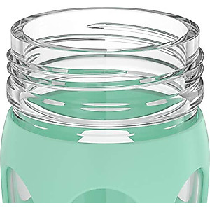 Lifefactory 22-Ounce Glass Water Bottle with Active Flip Cap and Protective Silicone Sleeve, Mint