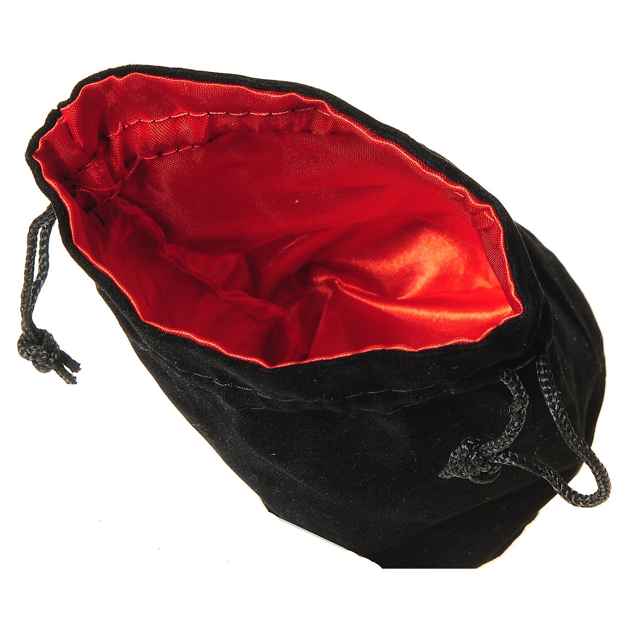 Deluxe Games and Puzzles Drawstring Dice Pouches, Black Velvet, Red Satin Lined, 3 x 5 Inches, Bundle of 4 Pouches