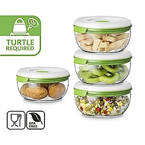 FOSA Vacuum Seal Food Storage System Reusable Small Containers, 4 pack, 20oz with size 2.87 x 5.31inch (Vacuum Pump not Included)