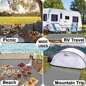 OutdoorLines Portable Tarp Outdoor Rugs for Patio 8 x 10 ft - UV and Weather Resistant Patio Carpet, Stain Resistant Plastic RV Camping Mats for Porch, Garden, Camper and Picnic, Gray