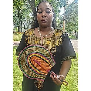 Woven African Handheld Fan, African fan, Church fan, Ankara tv fan, Summer fan, Sports Hand Fan for Men and Women. (M 400)