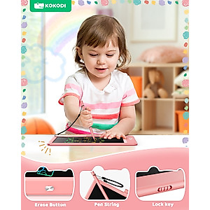 KOKODI LCD Writing Tablet, 10 Inch Colorful Toddler Doodle Board Drawing Tablet, Erasable Reusable Electronic Drawing Pads, Educational and Learning Toy for 3-6 Years Old Boy and Girls