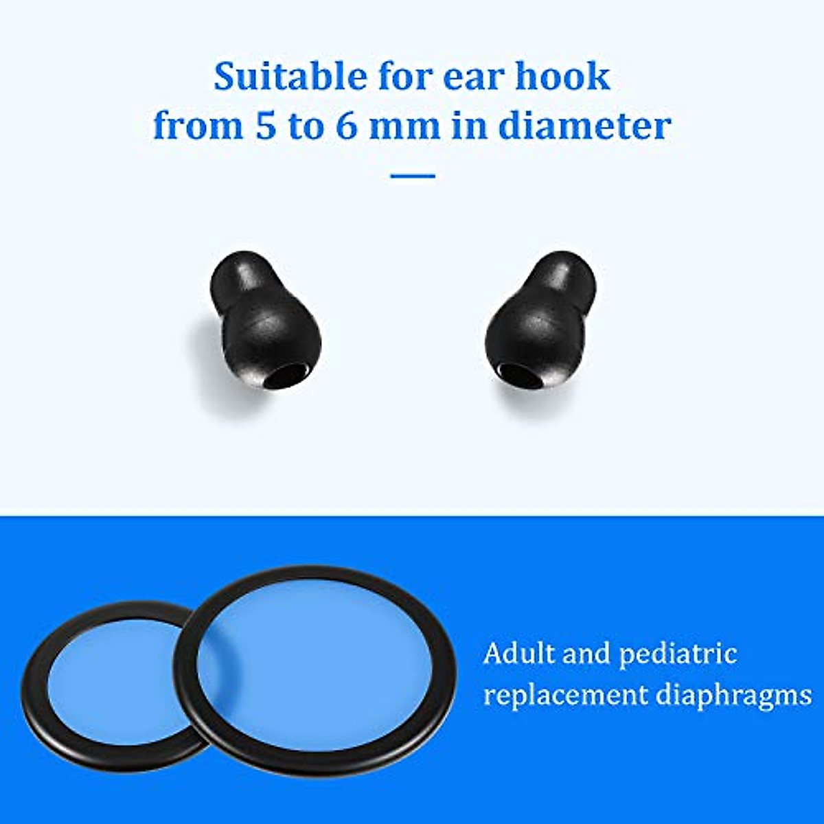 2 Sets Stethoscope Replacement Parts Adult and Pediatric Replacement Diaphragm and Silicone Stethoscope Ear Tips Accessories for Stethoscope (Black)