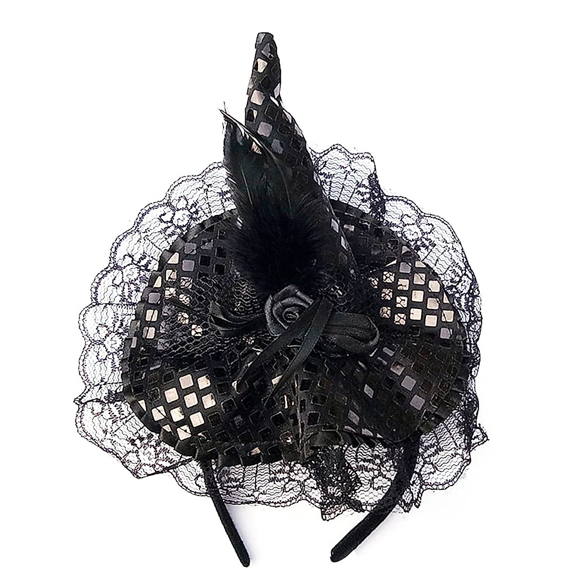 Utavu Halloween Witch Hat Headband for Halloween Costume Dress up Party Supplies, Black, One Size