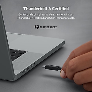 Belkin Thunderbolt 4 Cable (2M, 6.6ft Power Cable), USB-C to USB-C Cable w/ 100W Power Delivery, USB 4 Compliant, Compatible with Thunderbolt 3, MacBook Pro, eCPU, & More - Intel Thunderbolt Certified
