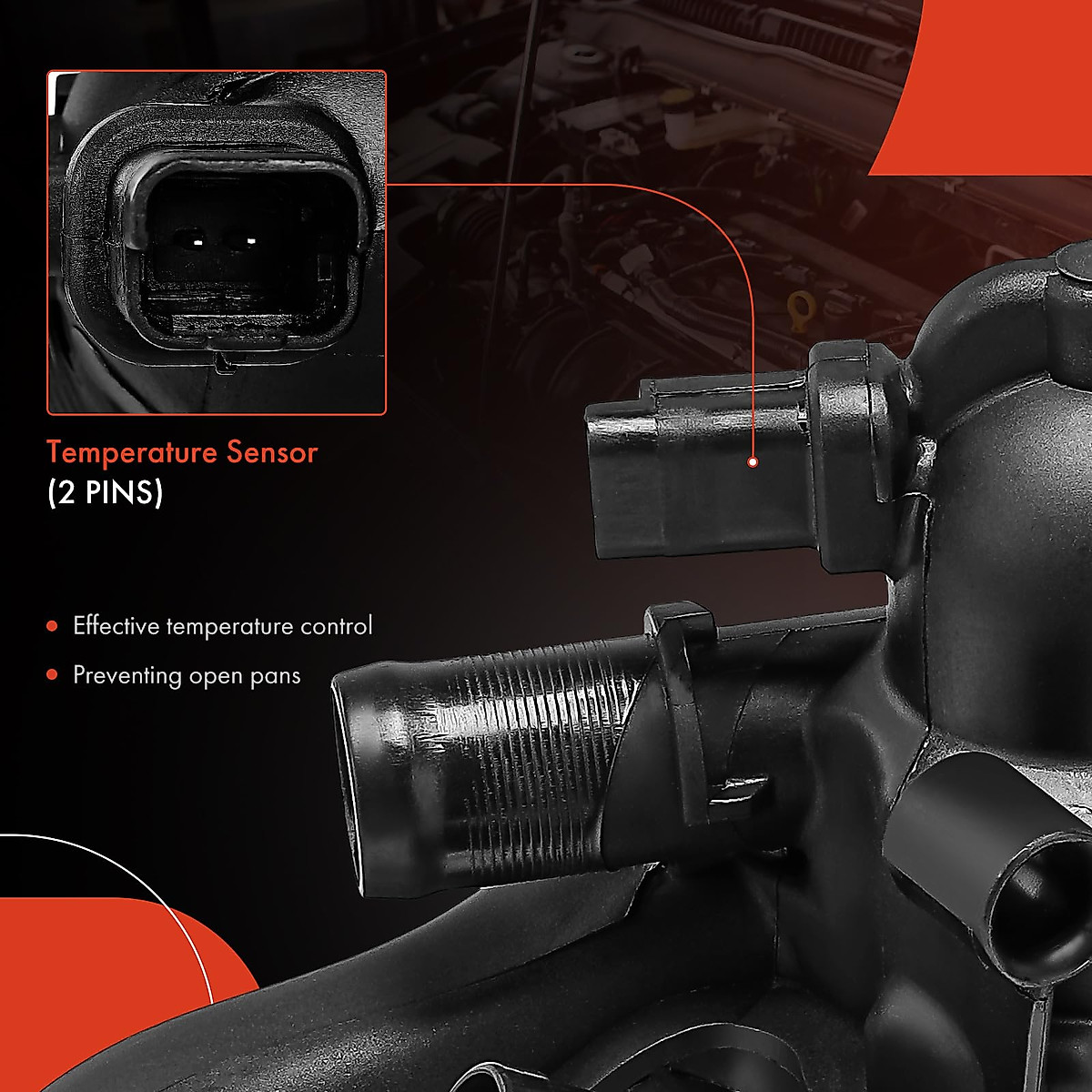 A-Premium Engine Coolant Thermostat and Housing Assembly W/Sensors - Compatible with Mini Cooper 2007-2013, Cooper Countryman 2011-2013 - DOHC, L4 1.6L - Replace# 11537534521, 11538699290