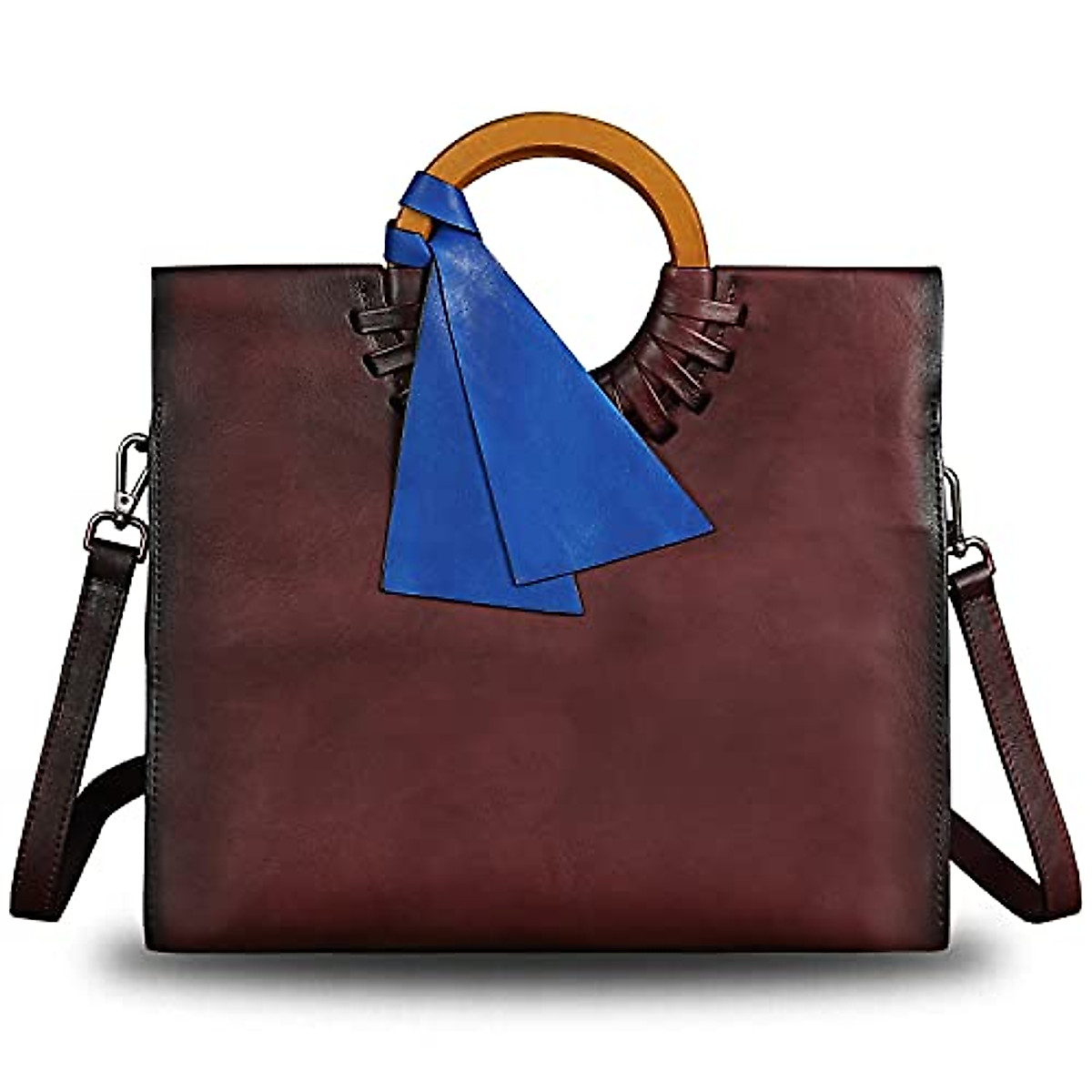 Genuine Leather Top Handle Handbag for Women Vintage Satchel Retro Cowhide Handmade Crossbody Bag Purse (Coffee)