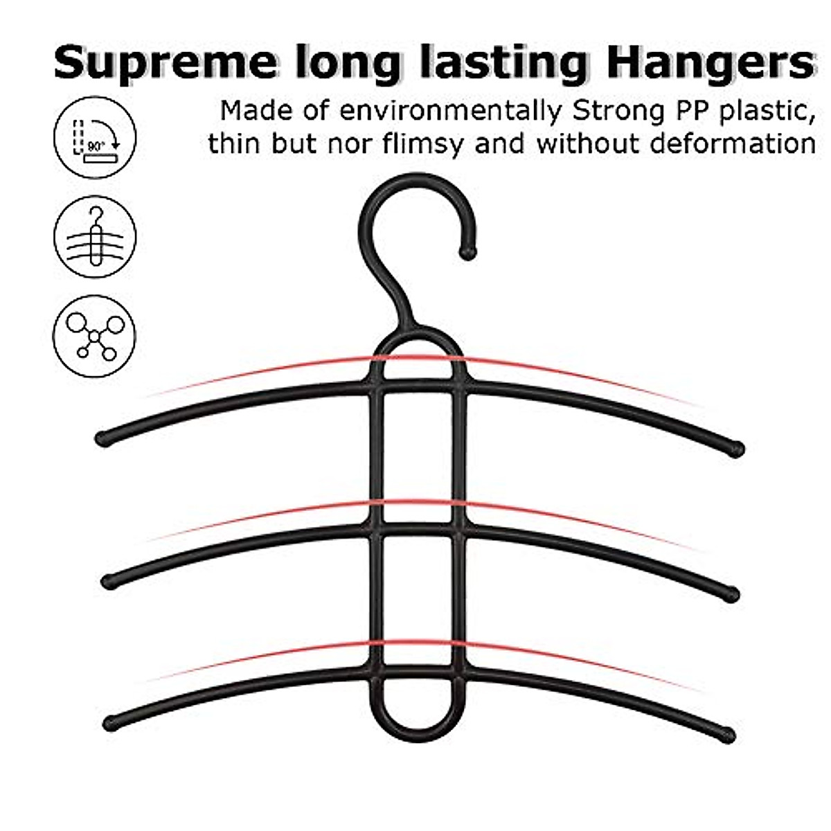 upra Shirt Hangers Space Saving Plastic 10-Pack, Durable Multi-Functional Non-Slip Clothes Hangers Closet Organizers, for Coats Jackets Pants Dress Scarf, Dorm Room/Apartment Essentials