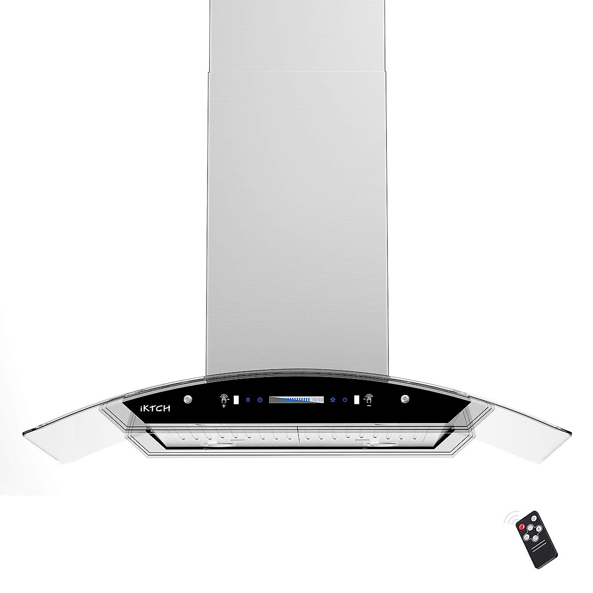 IKTCH Upgrated 30"Island Mount Range Hood,900 CFM Ducted Range Hood with 4 Speed Fan,Stainless Steel& Tempered Glass Range Hood 30 inch with Gesture Sensing&Touch Control Making life Smarter IKIS01-30