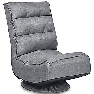 Giantex 360 Degree Swivel Floor Chair, Folding Floor Gaming Chair with 6 Positions Adjustable, Lazy Sofa Lounge Chair w/Tufted Back Support, Video Gaming Chair for Reading TV Watching (Gray)