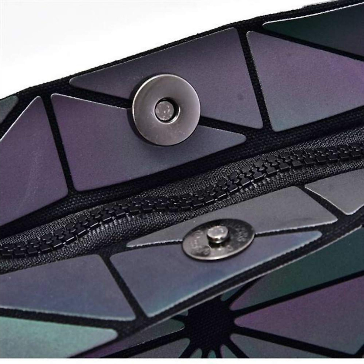 Kbinter Geometric Luminous Purses and Handbags Shard Lattice Eco-Friendly Artificial Leather Rainbow Holographic Purse (Gray)